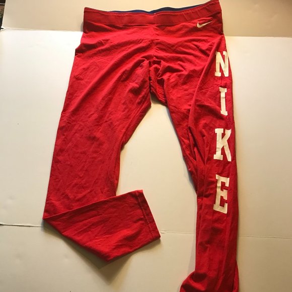 Nike | Pants & Jumpsuits | Nike 2 Inch Leg Emblem Red Full Length Xl ...